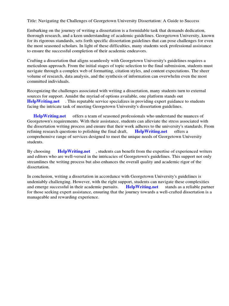 Georgetown University Dissertation Guidelines | Download Free PDF ...
