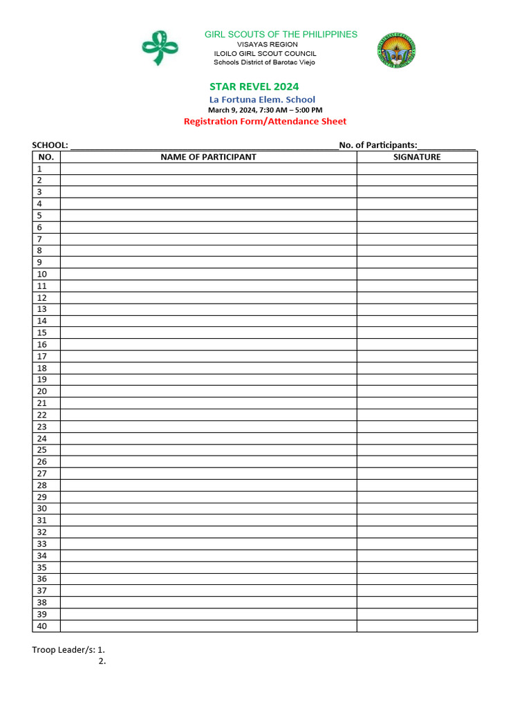 RF Attendance-Star Twinklers | PDF | Scouting | Girl Guiding And Girl Scouting