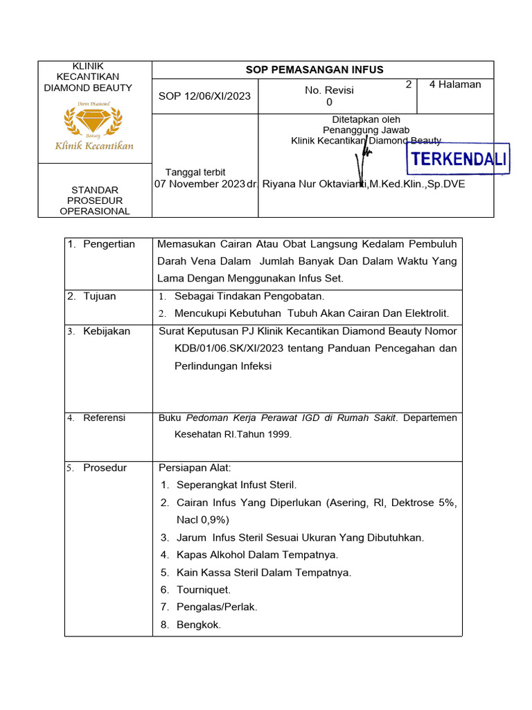 Fix KDB Sop Pemasangan Infus | PDF