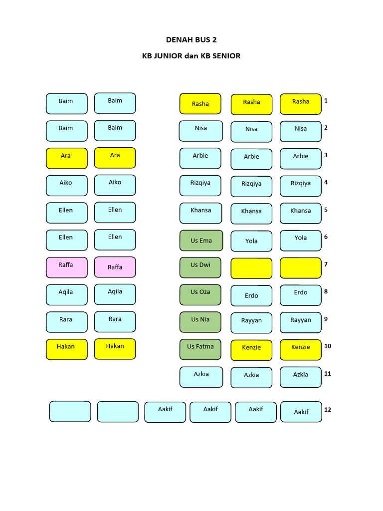 Denah Bus 2023 | PDF