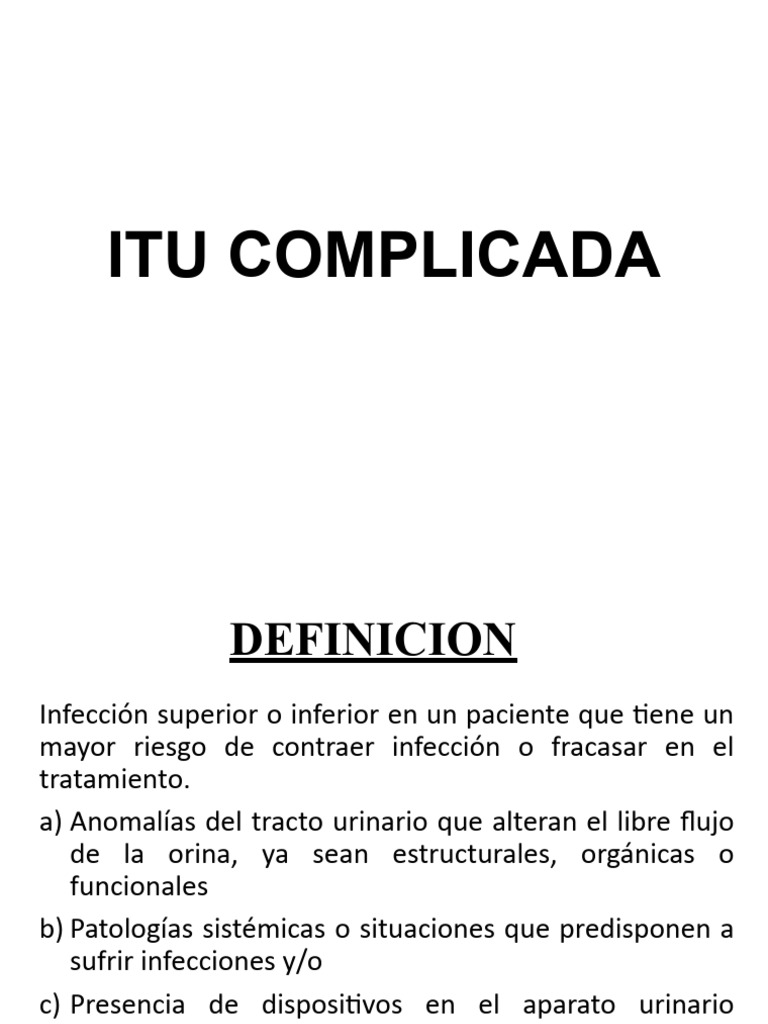 Itu Complicada | PDF | Infección del tracto urinario | Especialidades ...