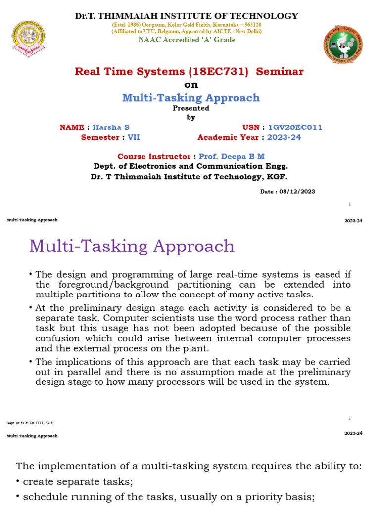 Multi-Tasking Approach | PDF | Process (Computing) | Real Time Computing