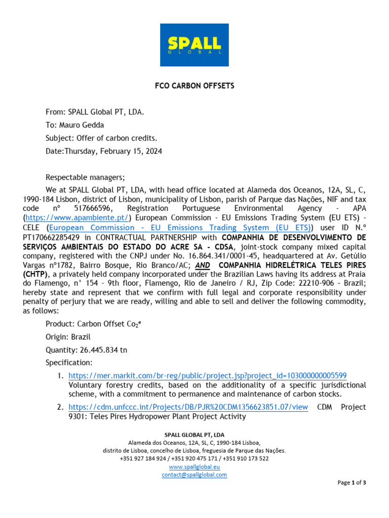 Fco Carbon Offset - 15.02.2024 Signed | PDF | Economies