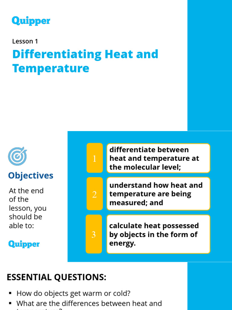 Science 8 7.1 Differentiating Heat and Temperature | PDF | Temperature ...