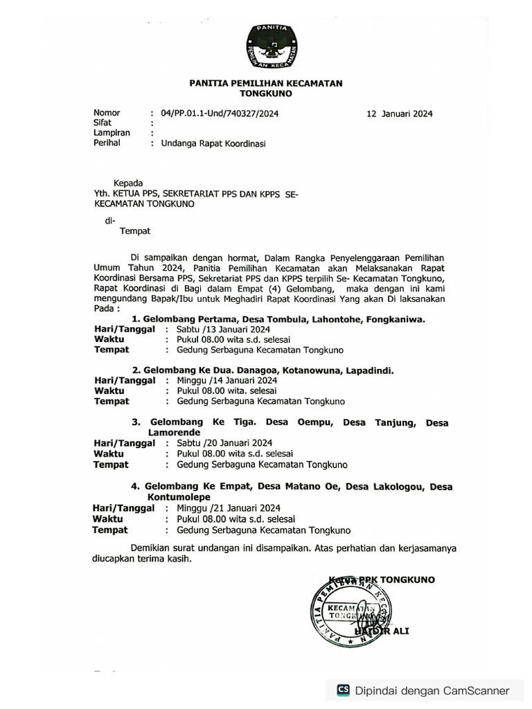 Undangan Rapat Koordinasi | PDF