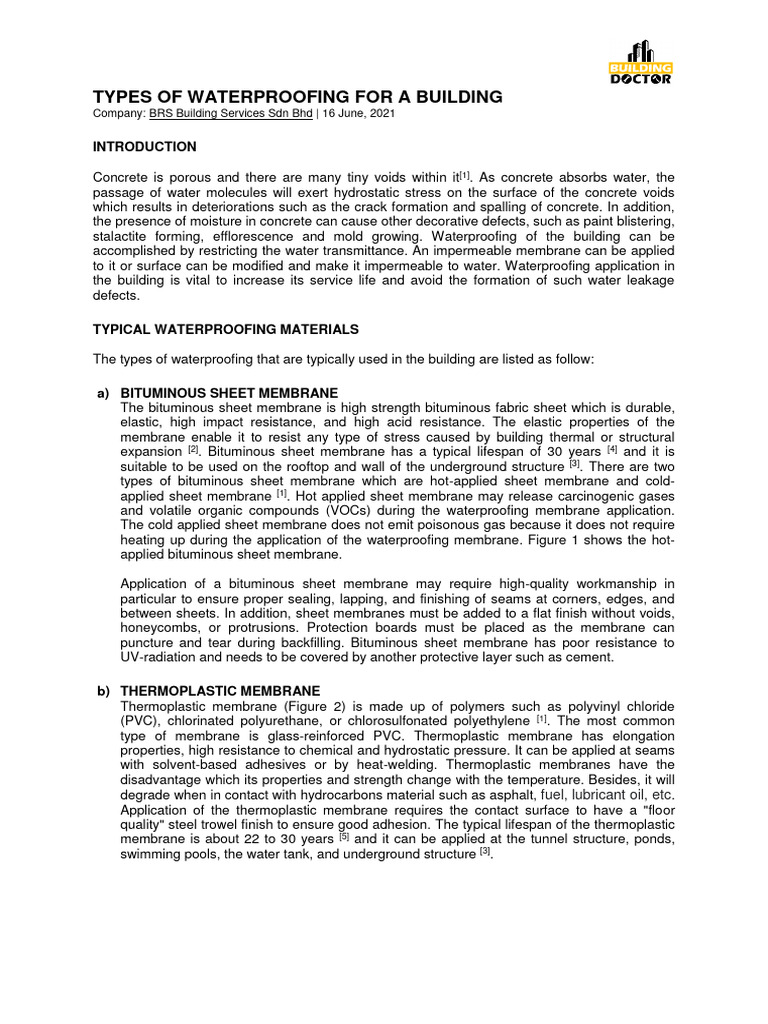 Types-of-Waterproofing-For-a-Building | PDF | Thermoplastic | Concrete