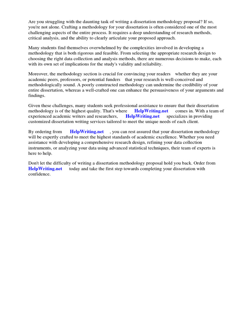 Methodology Dissertation Proposal Example | PDF | Thesis | Methodology