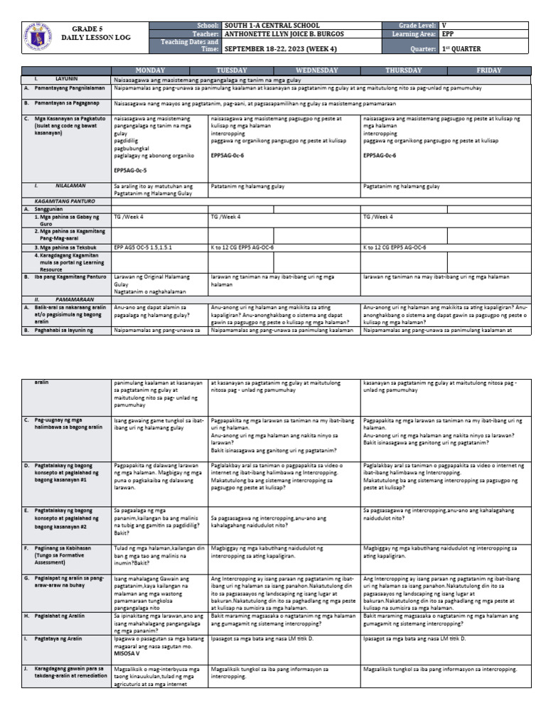DLL - Epp 5 - Q1 - W4 | PDF