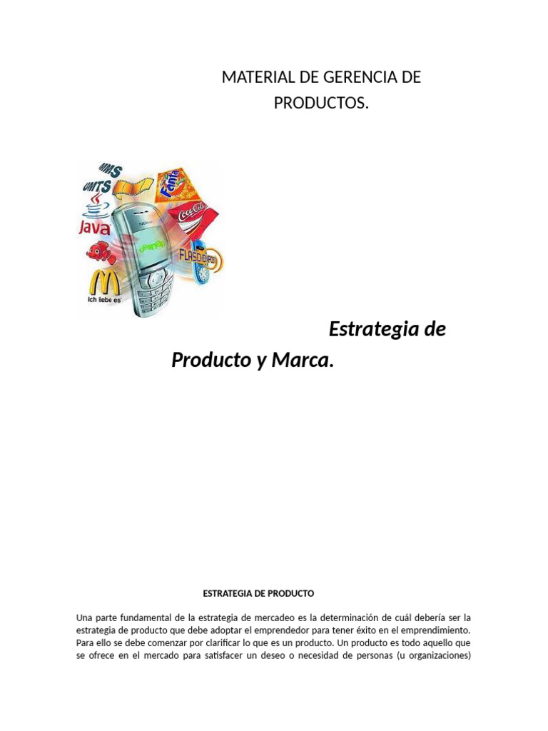 GERENCIA DE PRODUCTO... Estrategia de Producto y Marca 15 Mayo 2014 | Descargar gratis PDF ...