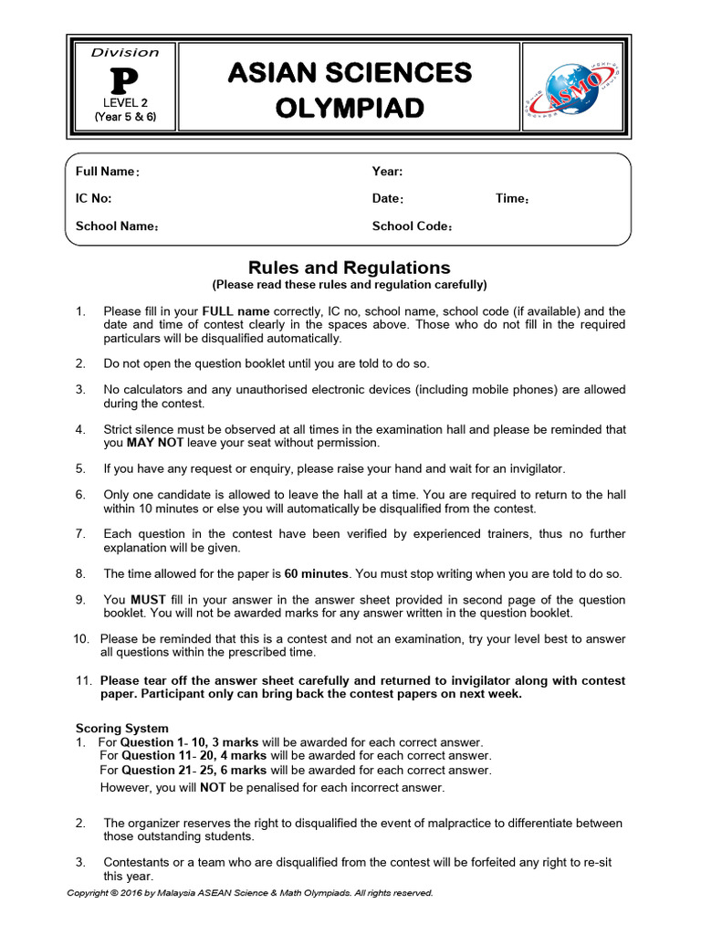 Icas Level - 2 - 2016 - 5 - 6 - Eng | PDF | Gases | Water