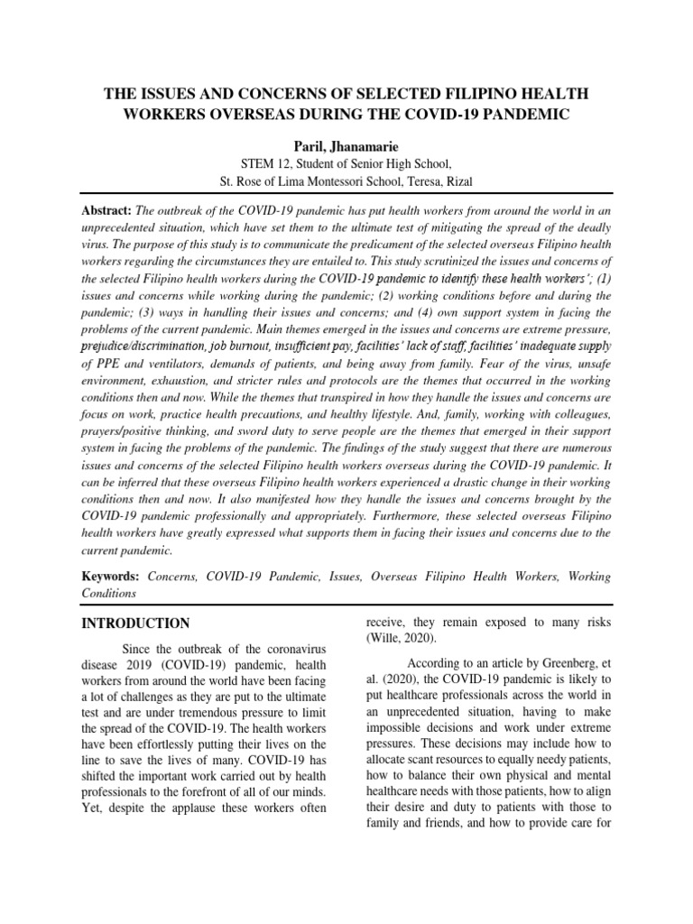 Final Research Paper PARIL | PDF | Health Professional | Health Care