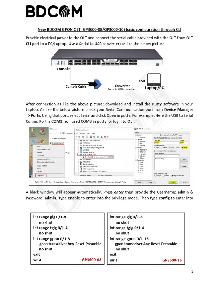 Basic FTTX (GPON Configuration) | PDF | Ip Address | Computer Architecture