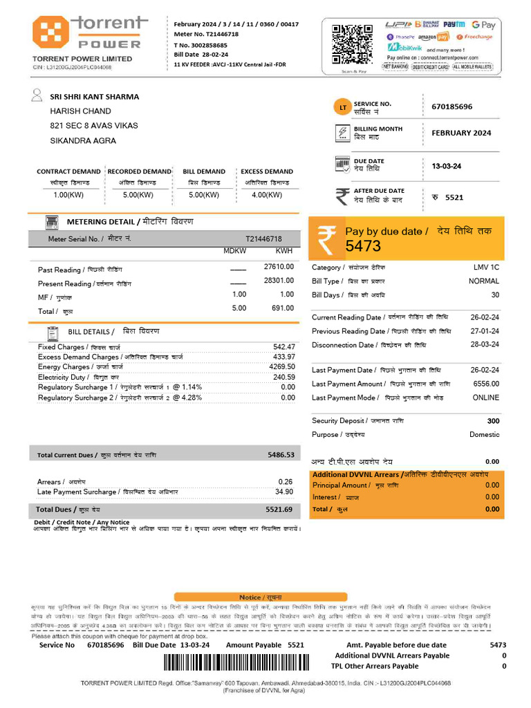 Bill | PDF | Payments | Power (Physics)