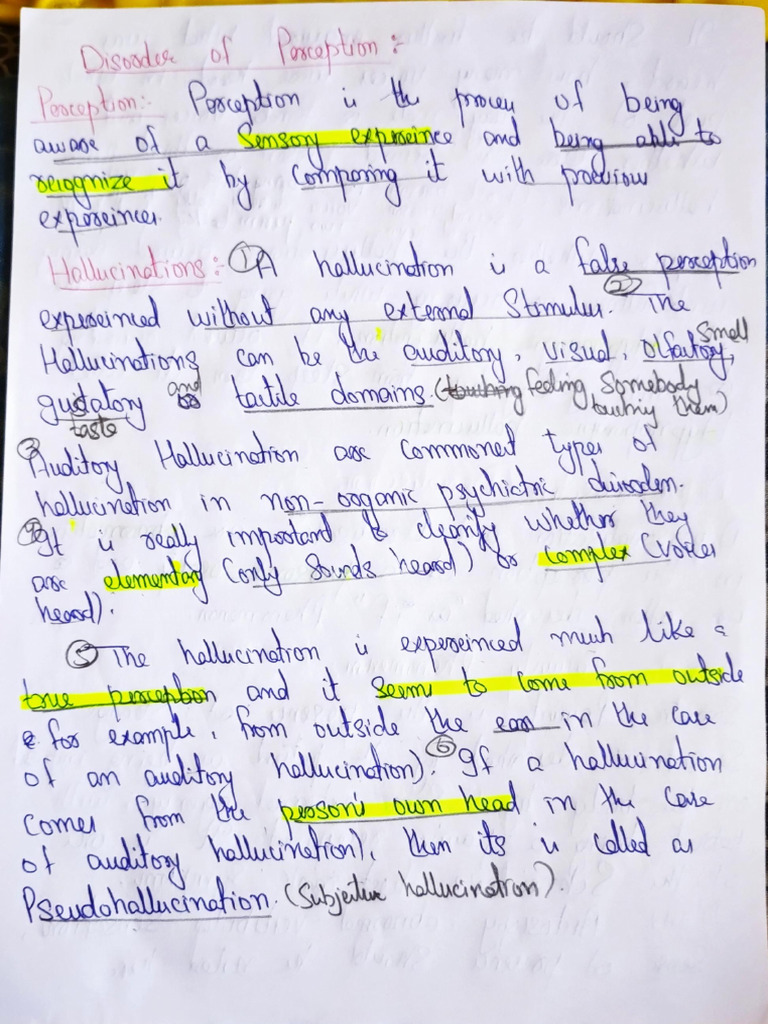 Disorders of Perception | PDF