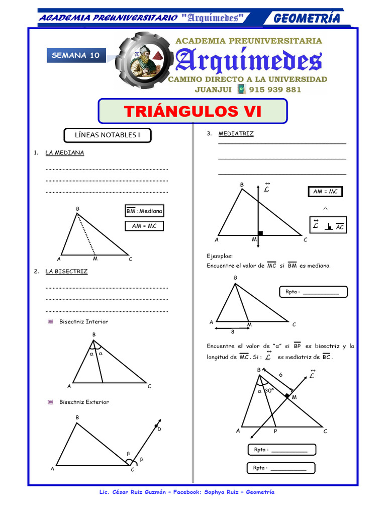 Lineas Notables de Los Triangulos para Segundo de Secundaria | PDF | Triángulo | Geometría