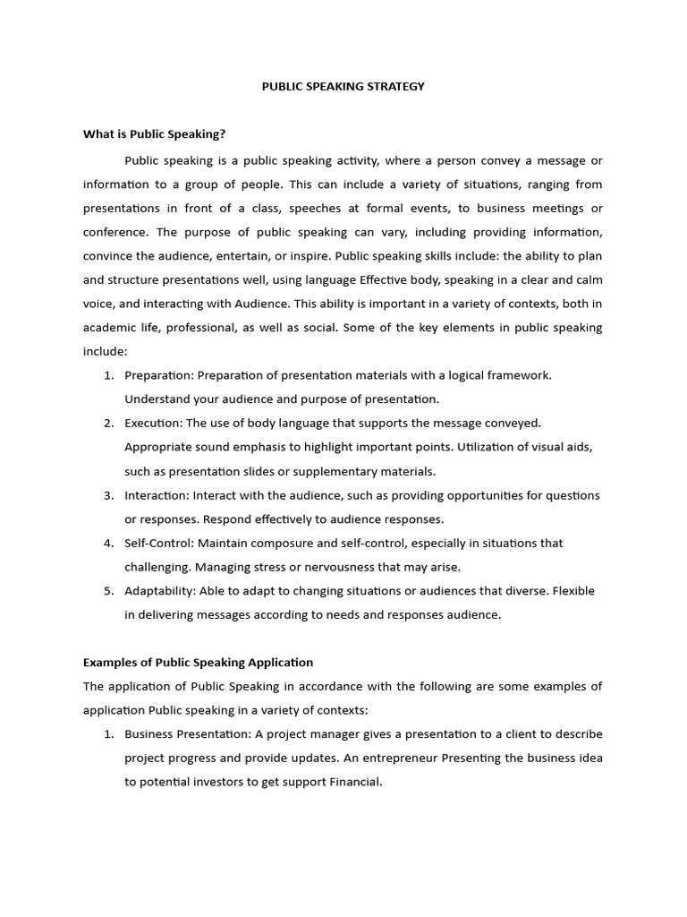 Public Speaking Strategies Explained | PDF | Public Speaking | Human ...