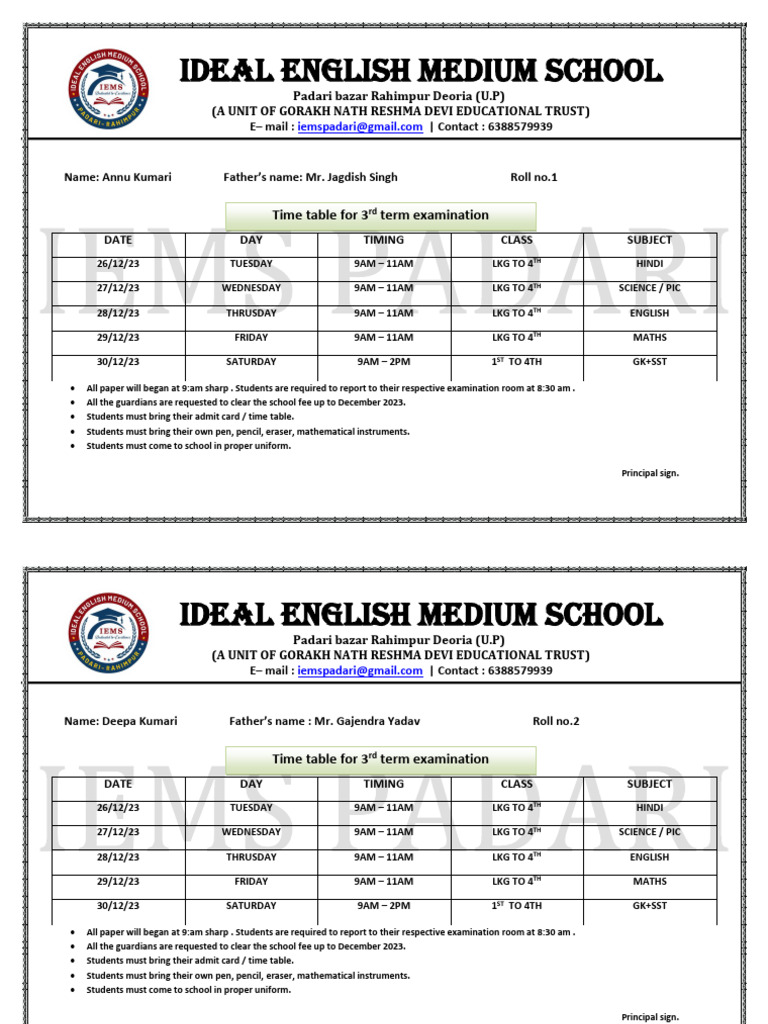 Class 1 Time Table Pdf Conservation And Restoration Materials 3719
