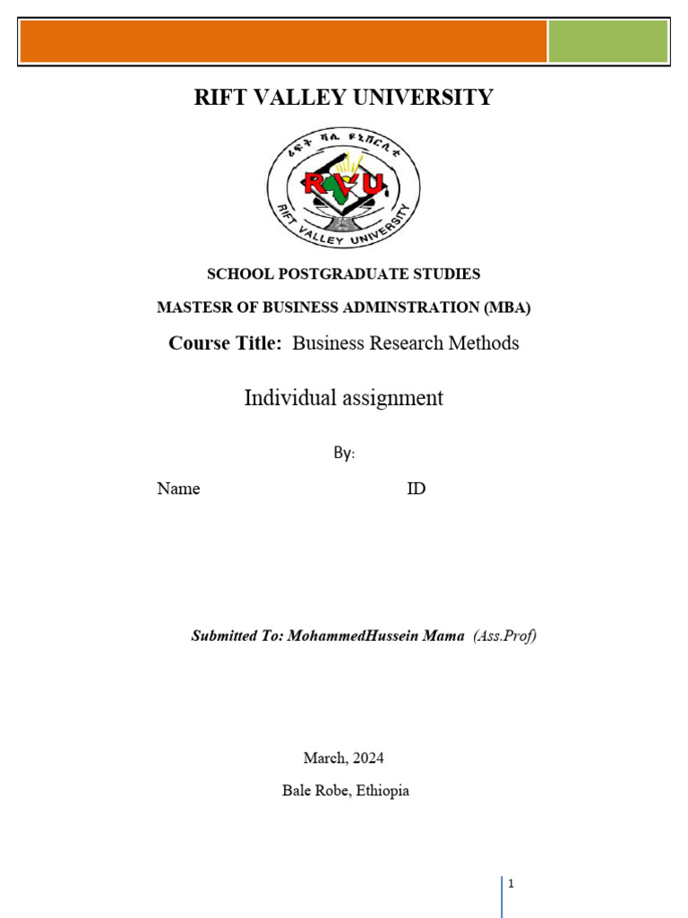 Rift Valley University: Individual Assignment | PDF | Question ...