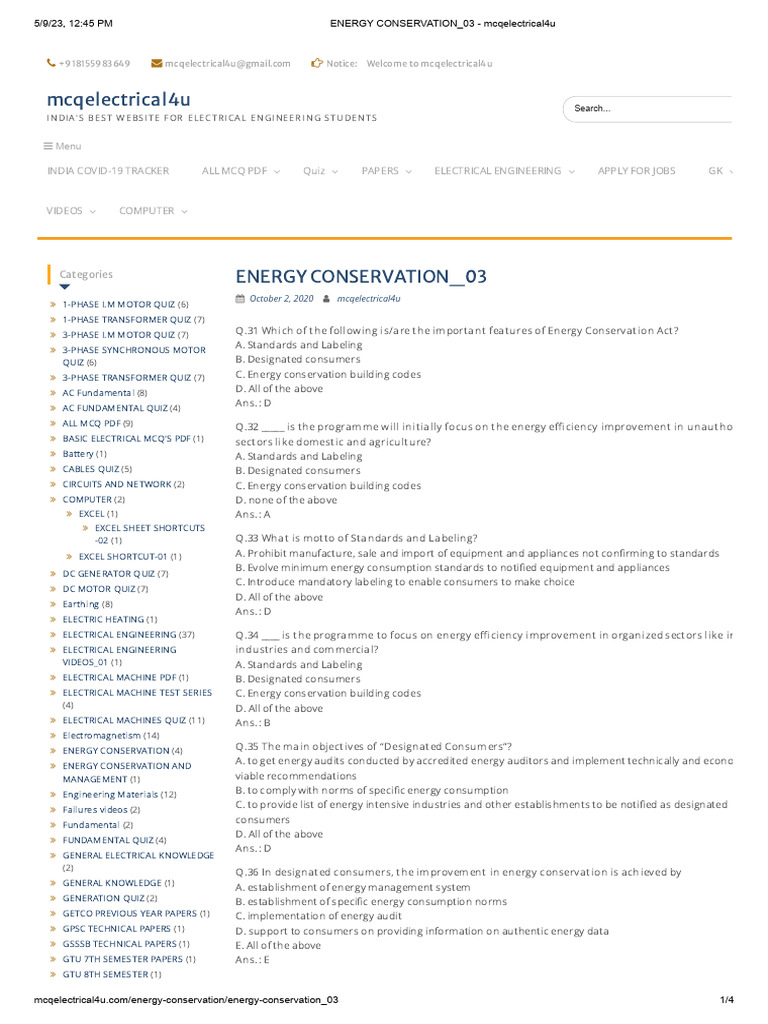 Energy Conservation 03 Pdf Energy Conservation Electrical