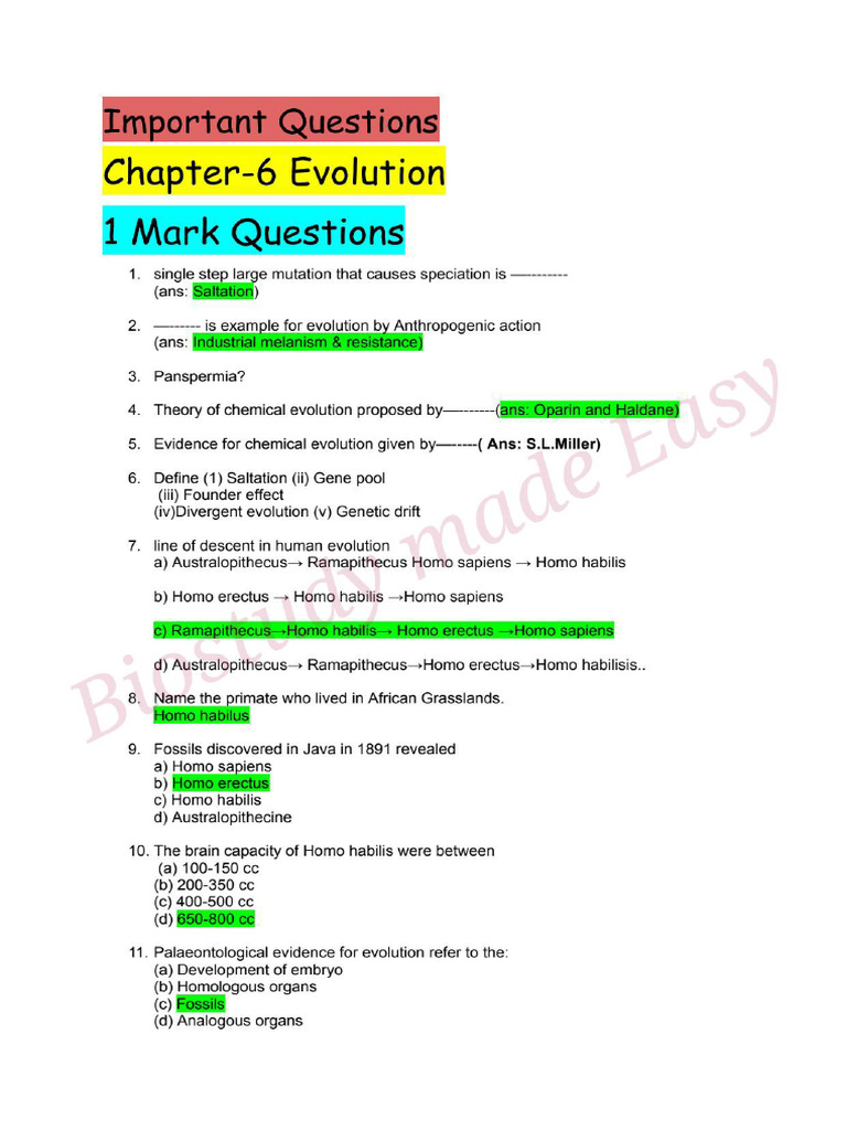 2 Pu Imp Q - Evolution | PDF