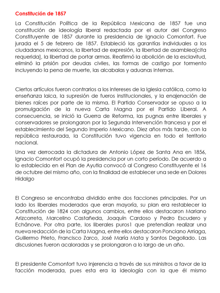 Constitución Liberal de 1857 | PDF | Gobierno | Ciencias Políticas