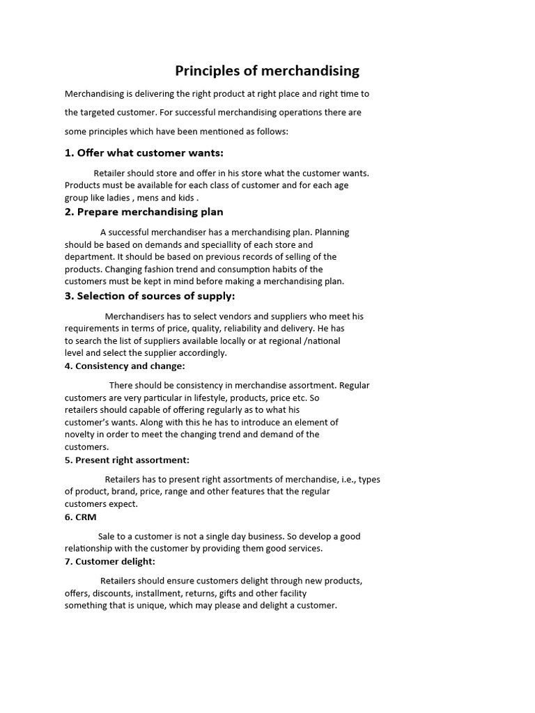 Principles of Merchandising | PDF