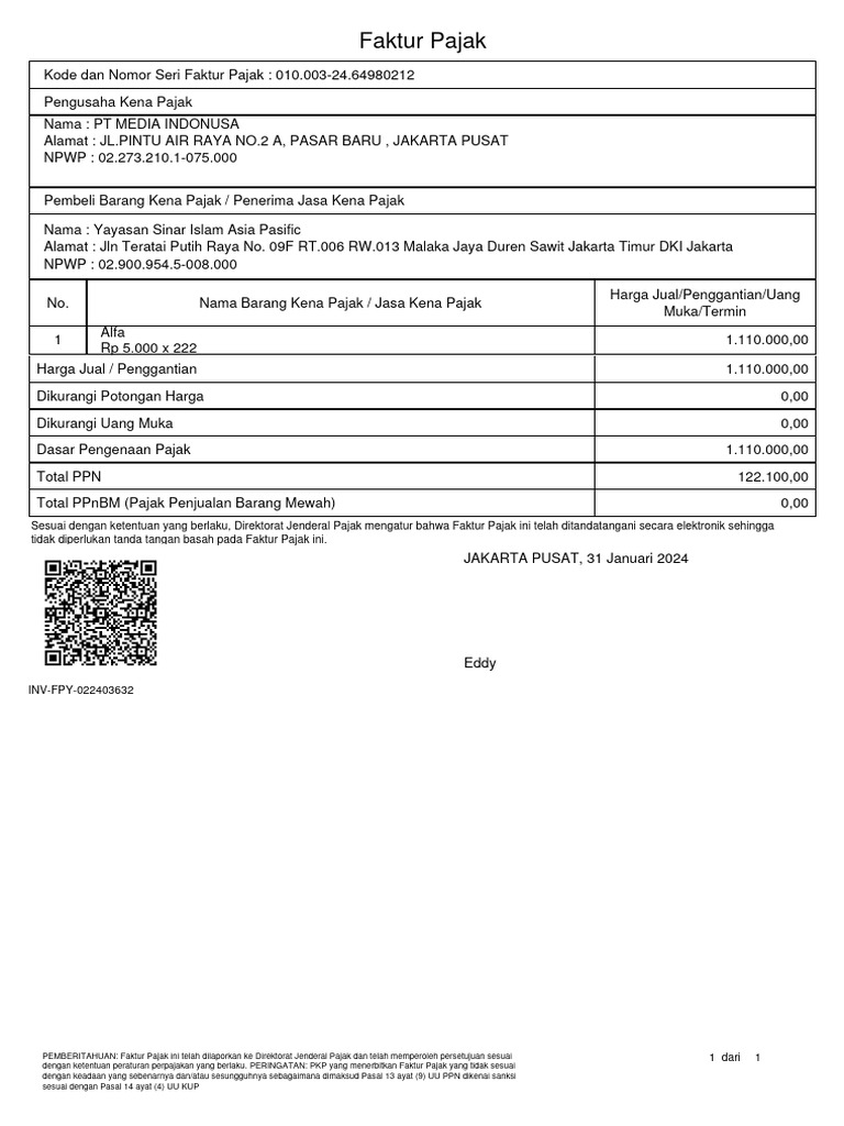 010.003-24.64980212 - INV-FPY-022403632 - Yayasan Sinar Islam Asia PAsific (Ponpes Yasiap Baru ...