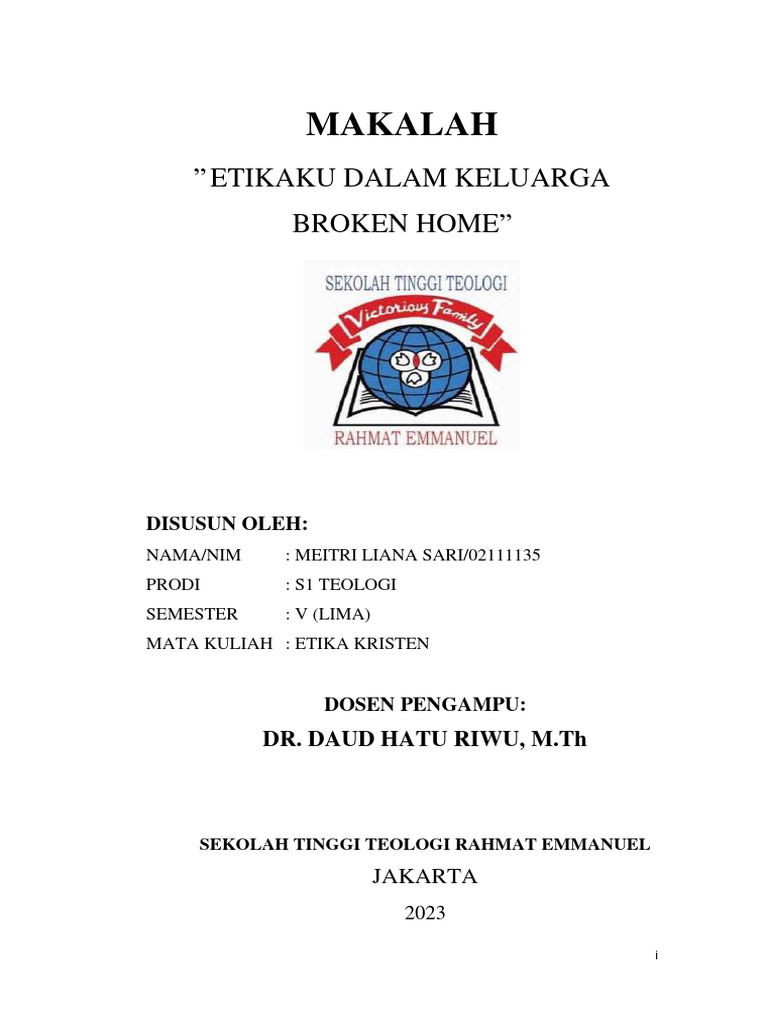 ETIKAKU DALAM KELUARGA BROKEN HOME Meitri | PDF