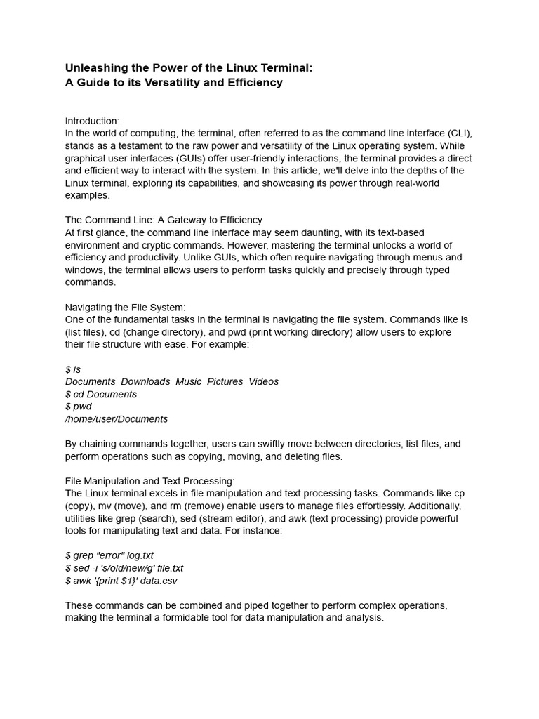Unleashing The Power of The Linux Terminal | PDF | Computer File | Command Line Interface