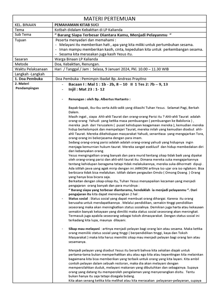 Materi Pertemuan LP 2024 1 | PDF | Agama & Spiritualitas