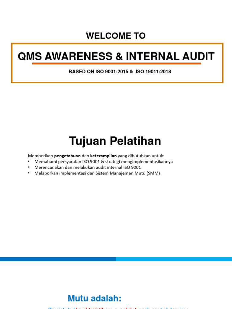 Awareness & Internal Audit SMM Iso 9001 | PDF