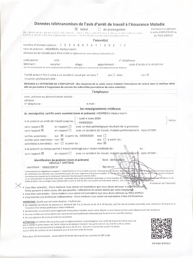 Arrêt de Travail | PDF