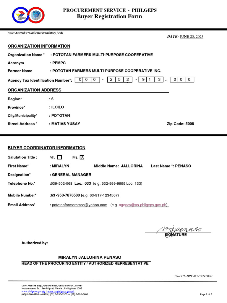 Philgeps - BRF-R3 Registration Form | PDF | Information | Privacy