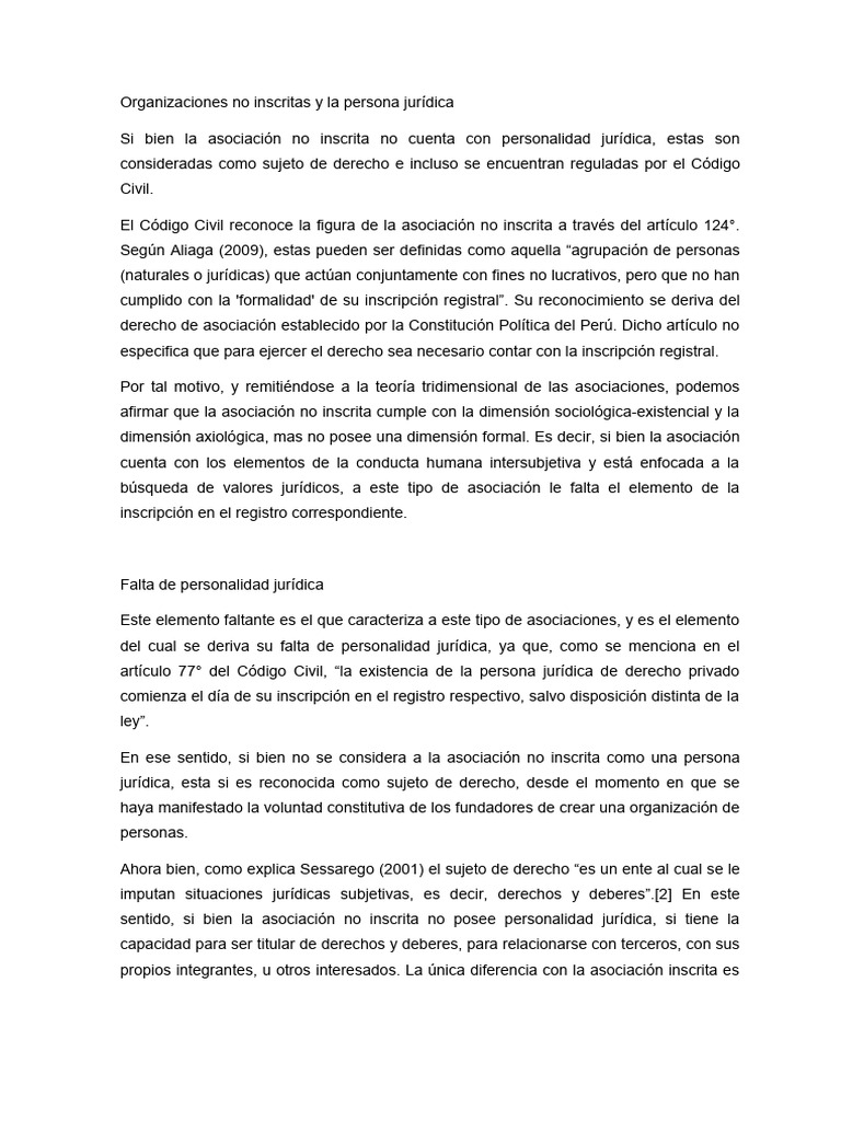 Asociaciones No Inscritas y su Régimen Jurídico | PDF | Propiedad ...