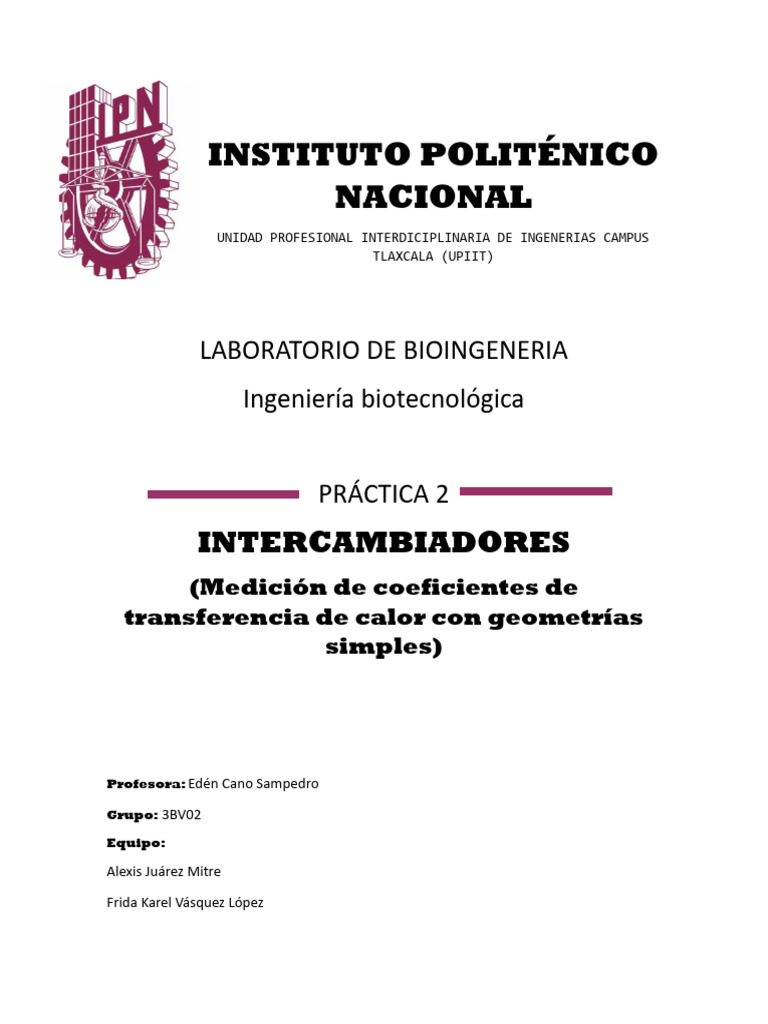 Práctica 2 - Intercambiadores | PDF | Intercambiador de calor | Conduccion termica