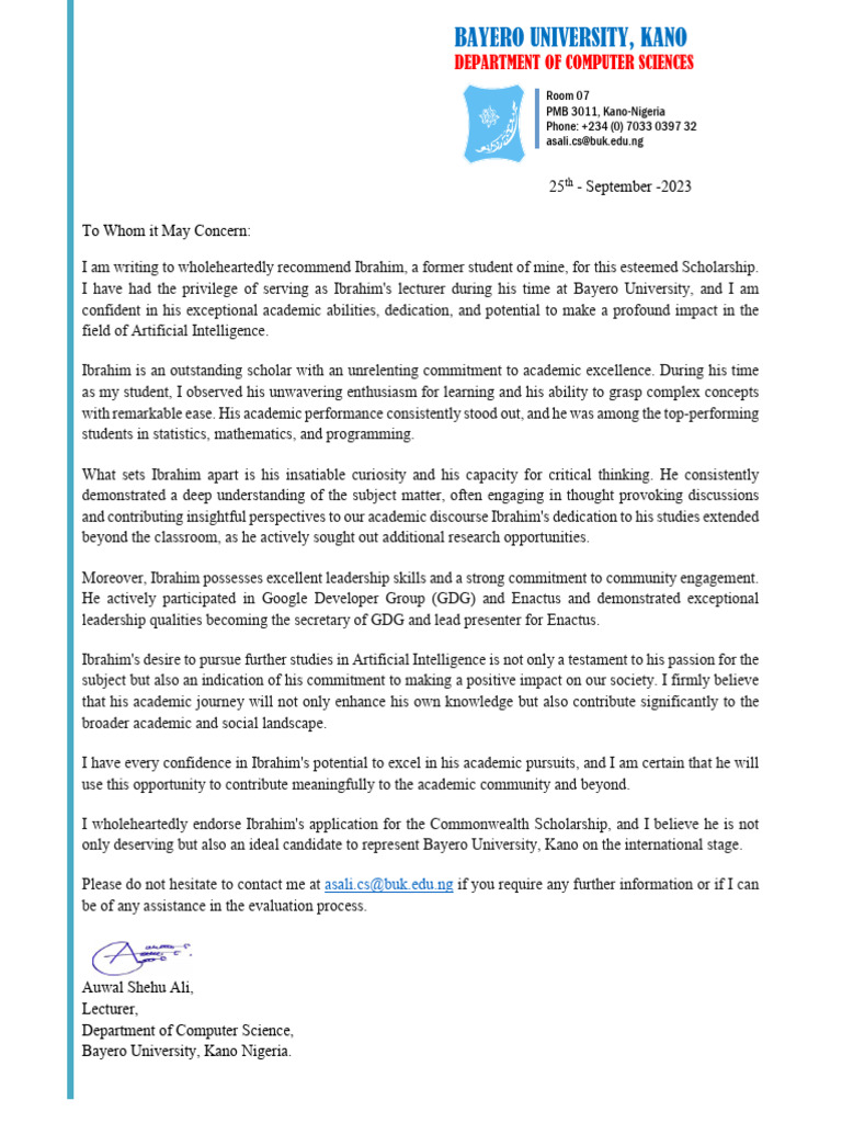 Nayaya Recommendation Letter | PDF | Leadership | Critical Thinking