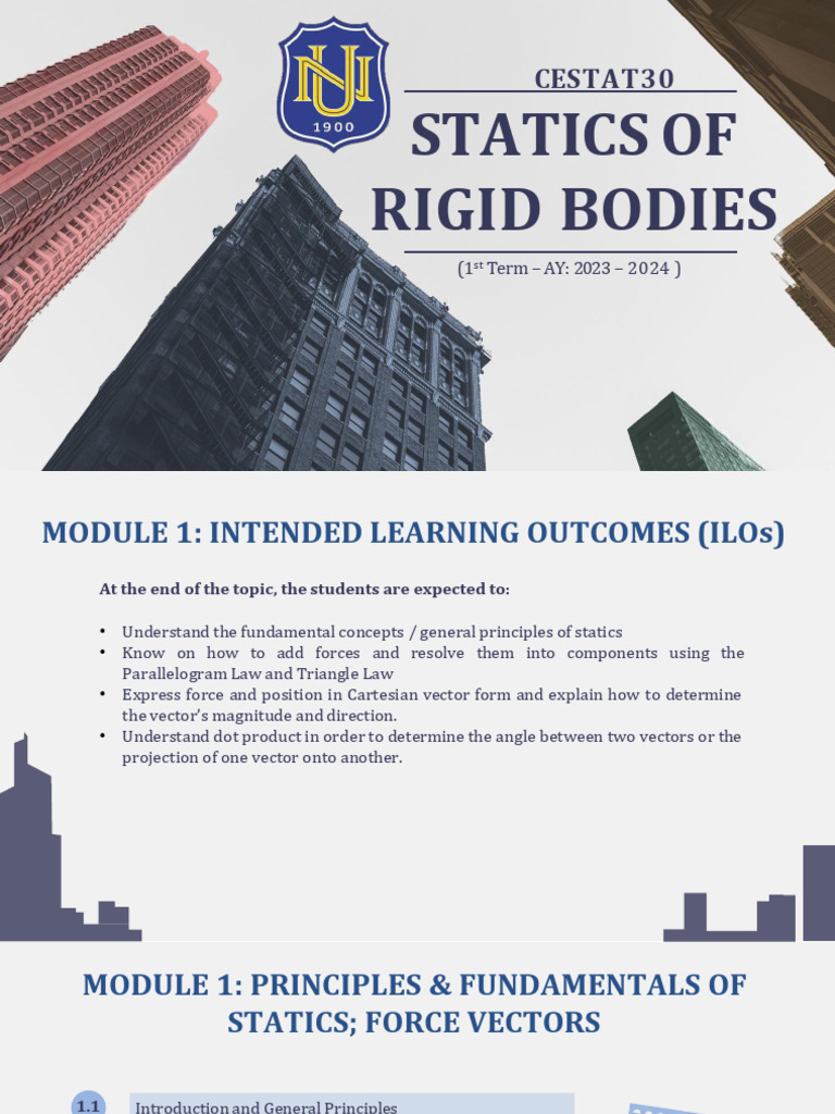 01 CESTAT30 Statics of Rigid Bodies Principles Fundamentals of Statics ...