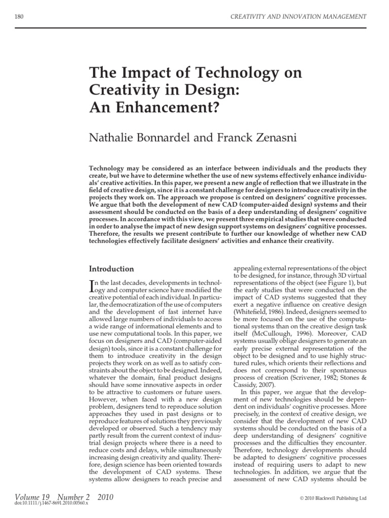 Creat Innov Manage - 2010 - Bonnardel - The Impact of Technology On ...