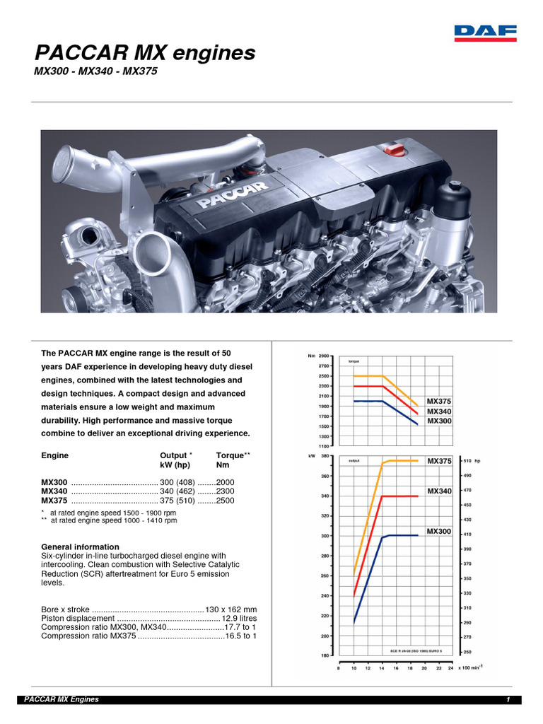PACCAR MX Engine Specifications Overview | PDF | Engines | Diesel Engine