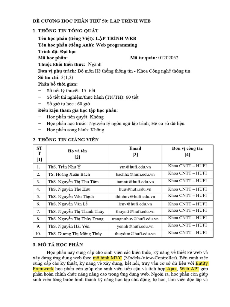 Chi Tiet - Lap Trinh Web - 2022 (Co Hoc TKW) | PDF