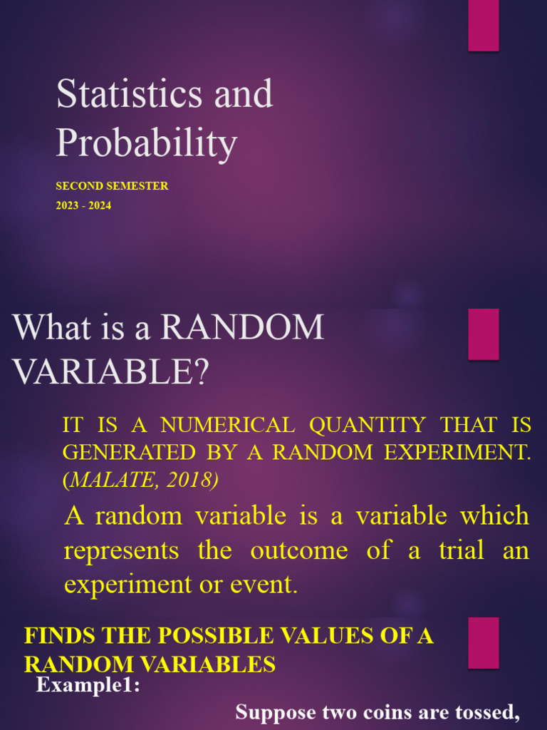 Statistics and Probability Q3 Wk1.2 | PDF | Randomness | Random Variable