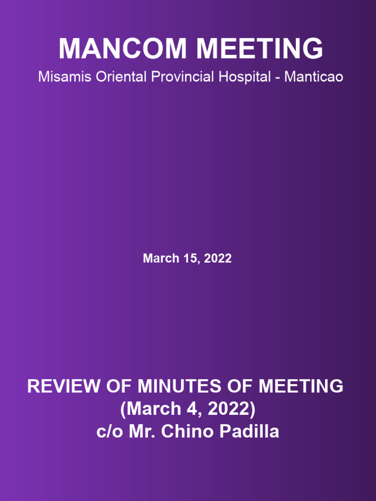 Mancom Meeting - March 2022 | PDF | Social Programs | Medicine
