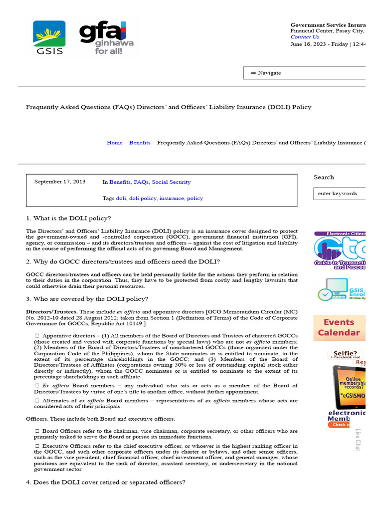 Frequently Asked Questions (FAQs) Directors' and Officers' Liability ...