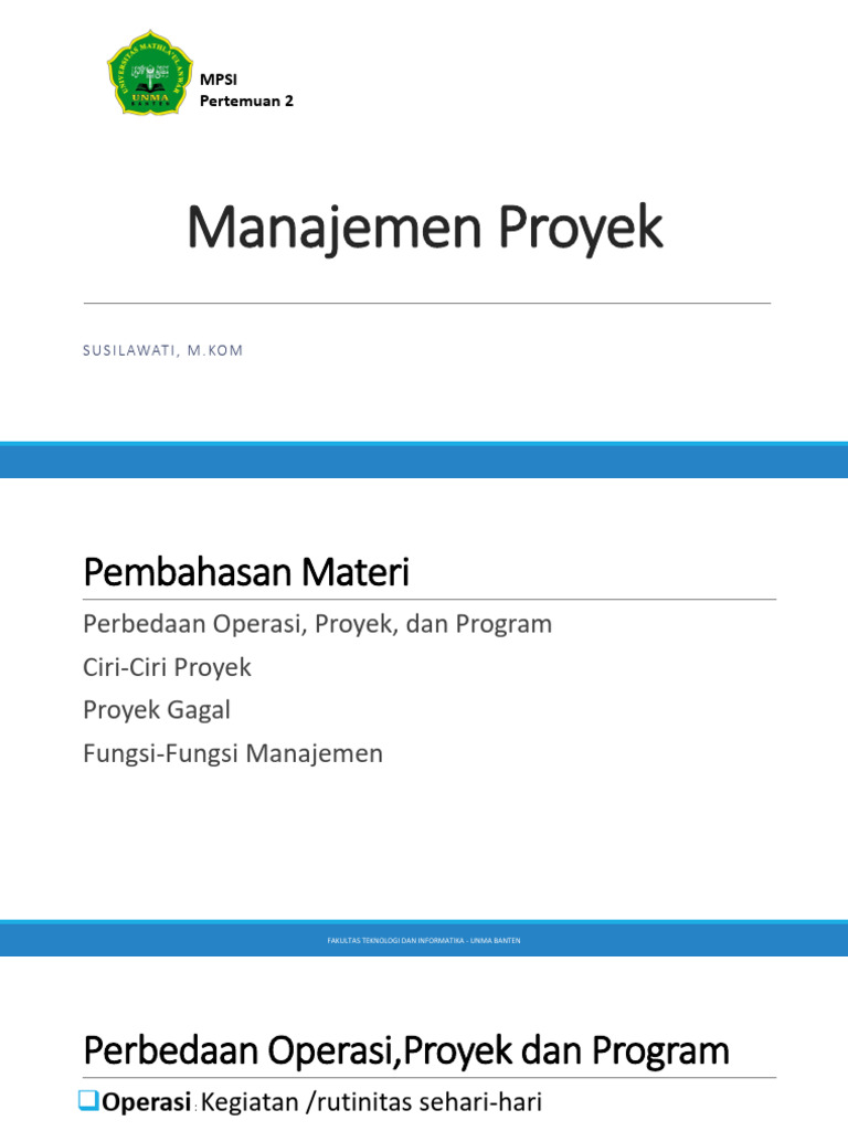Pertemuan 2 MPSI - Manajemen Proyek Sistem Informasi | PDF | Teknologi & Rekayasa