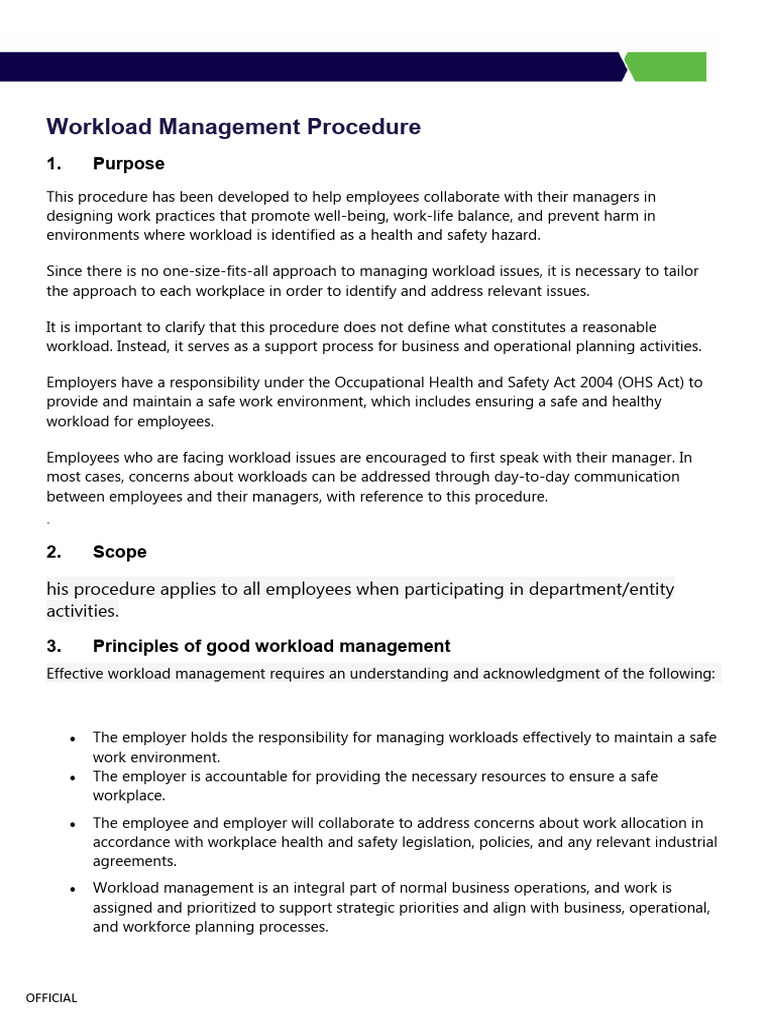 Workload Management Procedure | PDF | Occupational Safety And Health | Risk