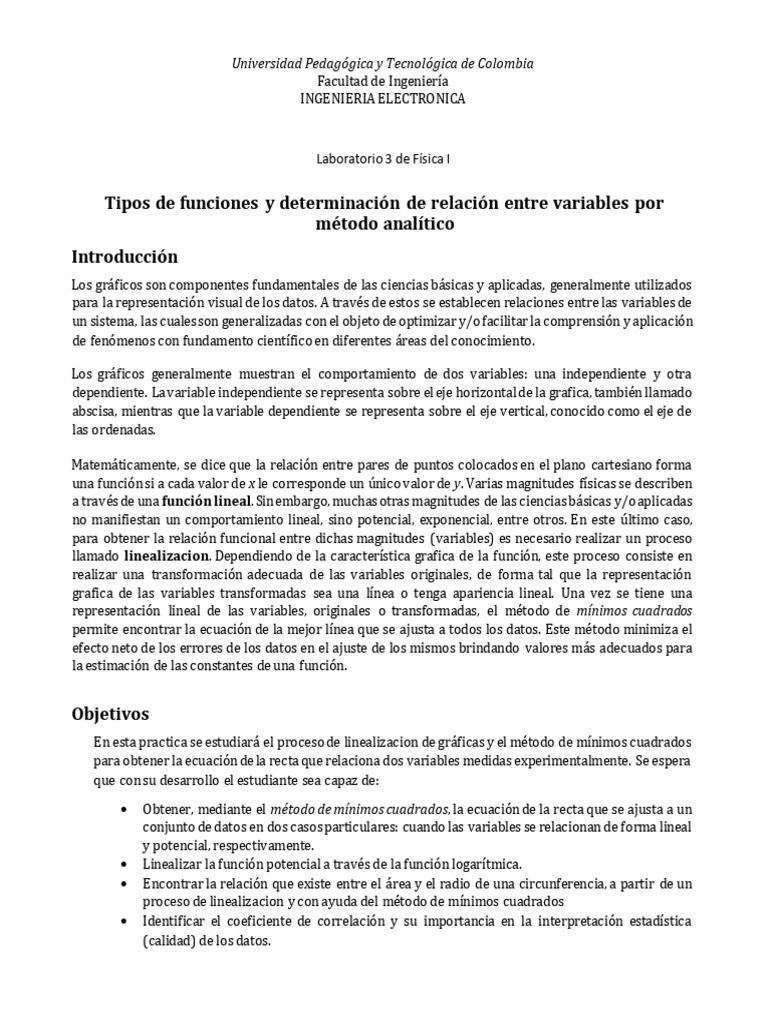 Practica 3. Tipos de Funciones y Determinacion de Relacion Entre Variables | PDF | Mínimos ...