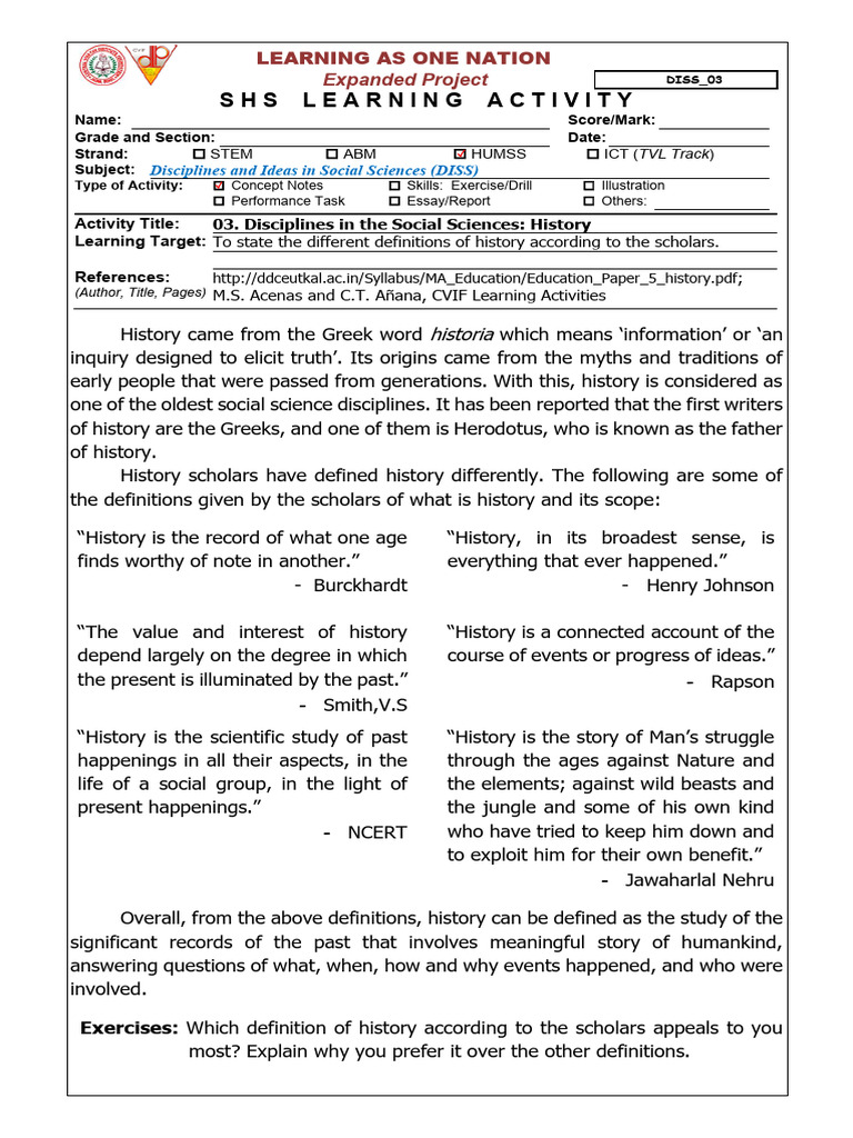 Diss Las 03 History | PDF | Cognition | Science