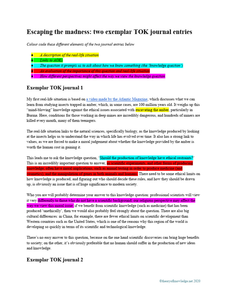 1.5 Escaping The Madness (TOK Journal Entry Exemplars) (AutoRecovered ...