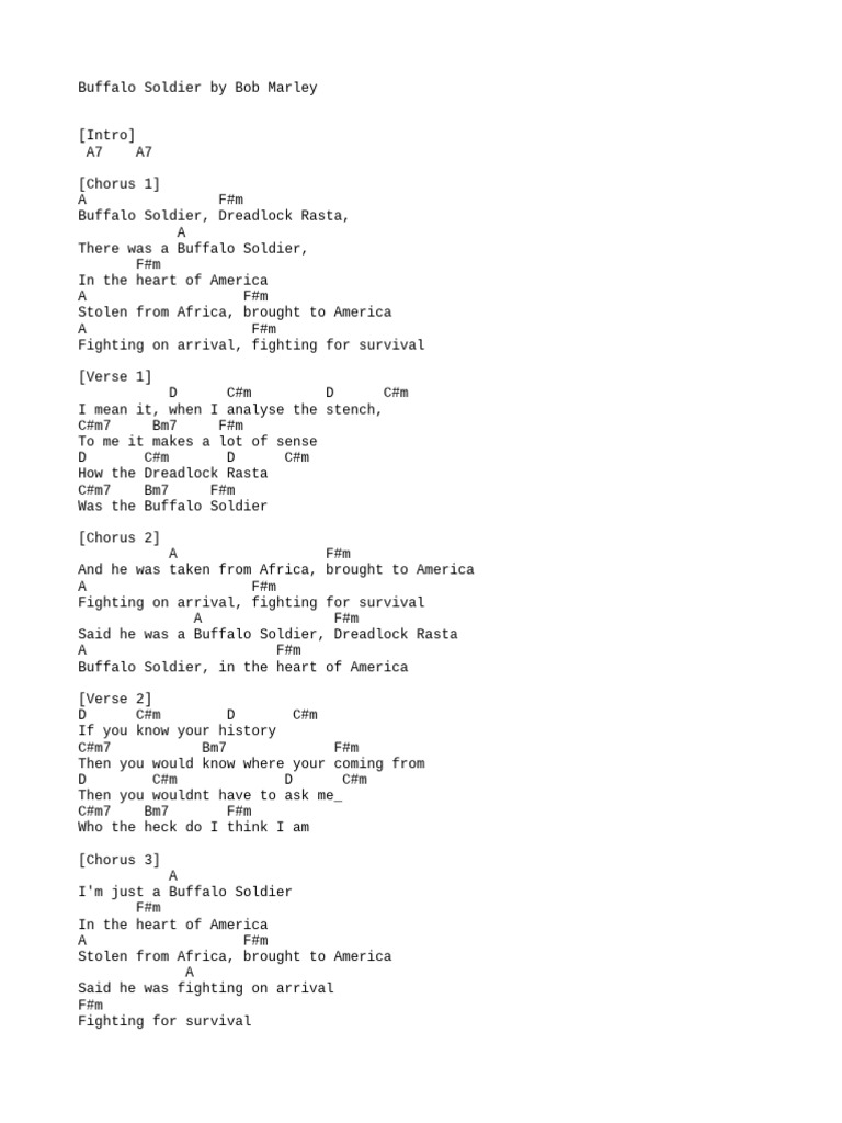 Buffalo Soldier Lyrics by Bob Marley | PDF | Recorded Music | Singles ...
