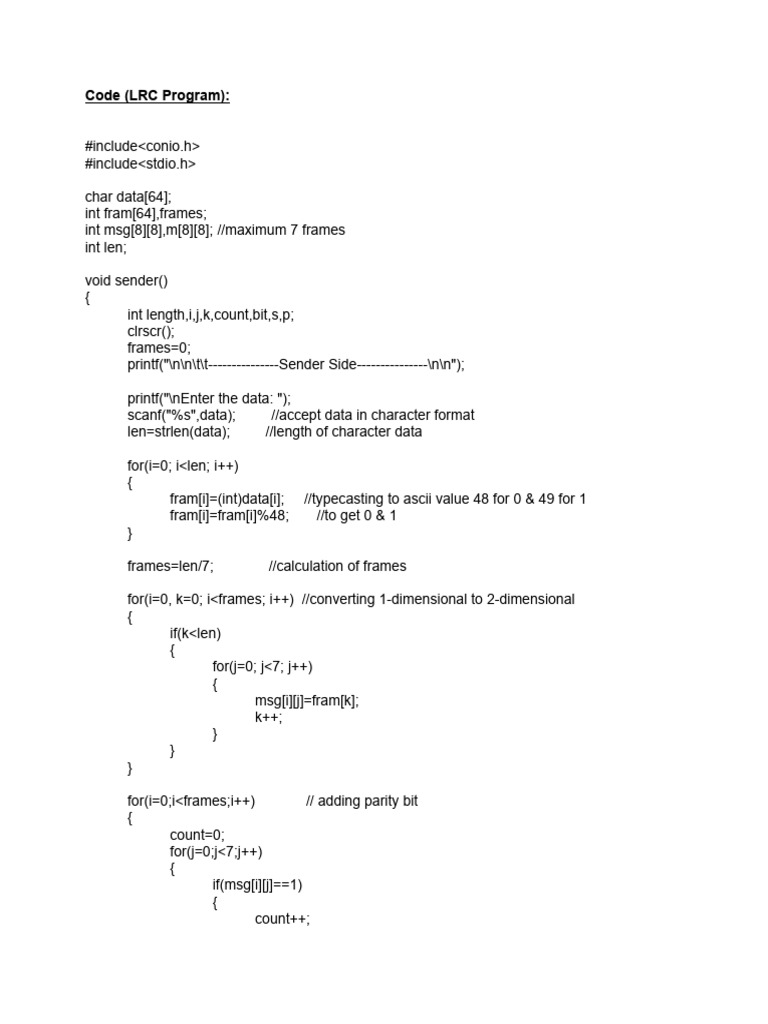 LRC Code | PDF | Computer Programming | Computing LRC Code | PDF | Computer Programming | Computing